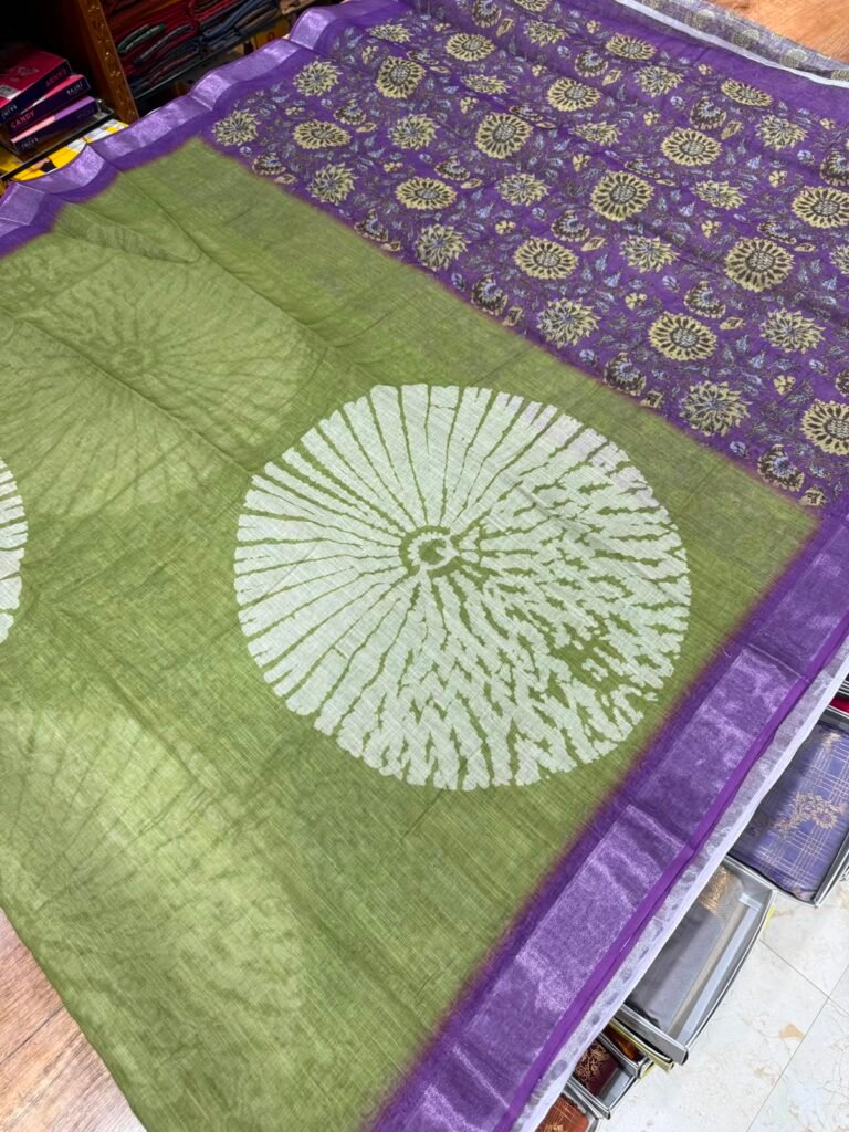 Linen Cotton Saree – Shibori Style – 4 – Sri Kumaran Silks